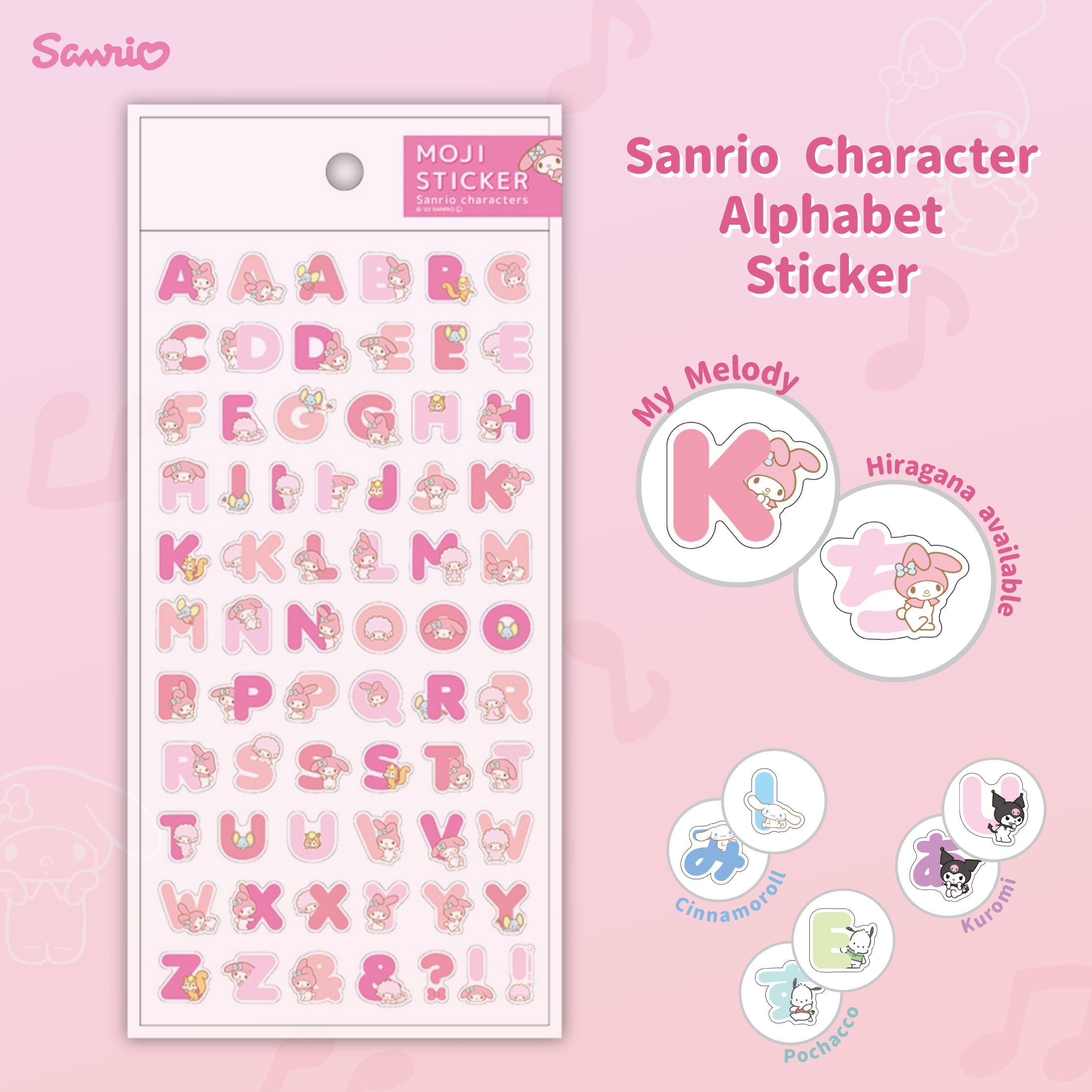 Sanrio Character Alphabet Stickers - My Melody – Waku Waku Universe